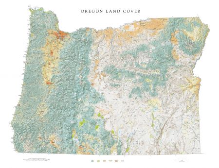 High Resolution Topographic Map Of Oregon With Land Cover,, 53% OFF